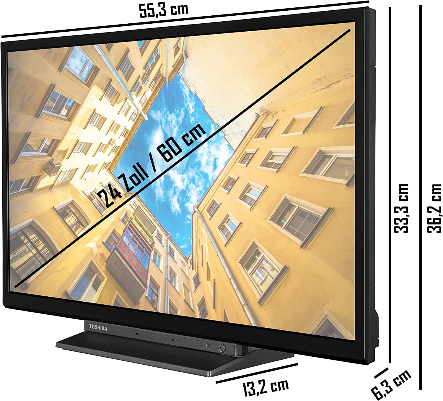 Телевизор Toshiba 24WK3C63DAY, 24" LED, HD Ready 1366x768, 50Hz, Smart ...
